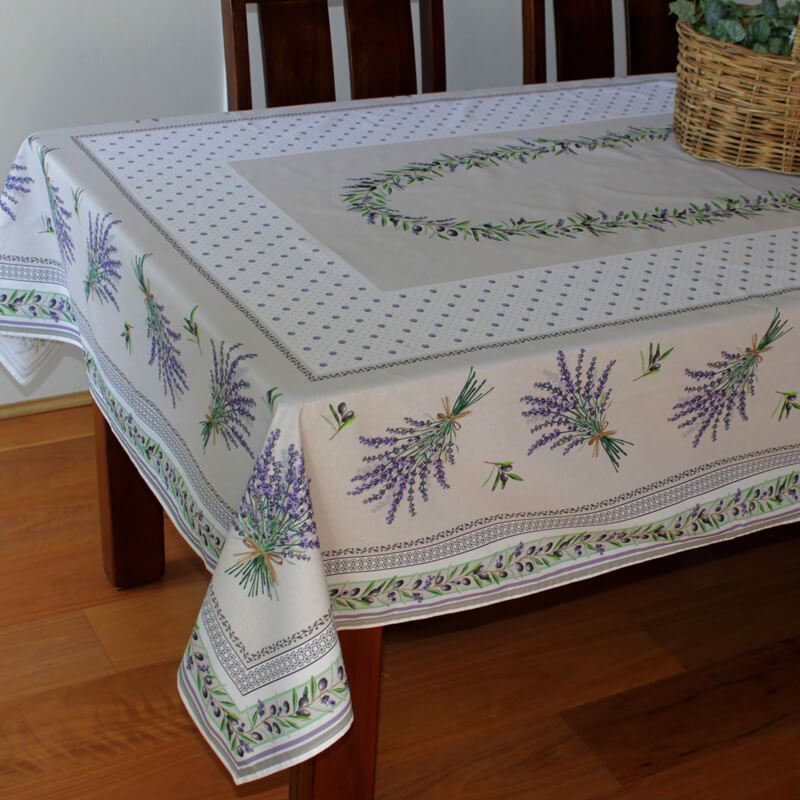 Lauris Ecru Rectangle French Tablecloth | French Affair