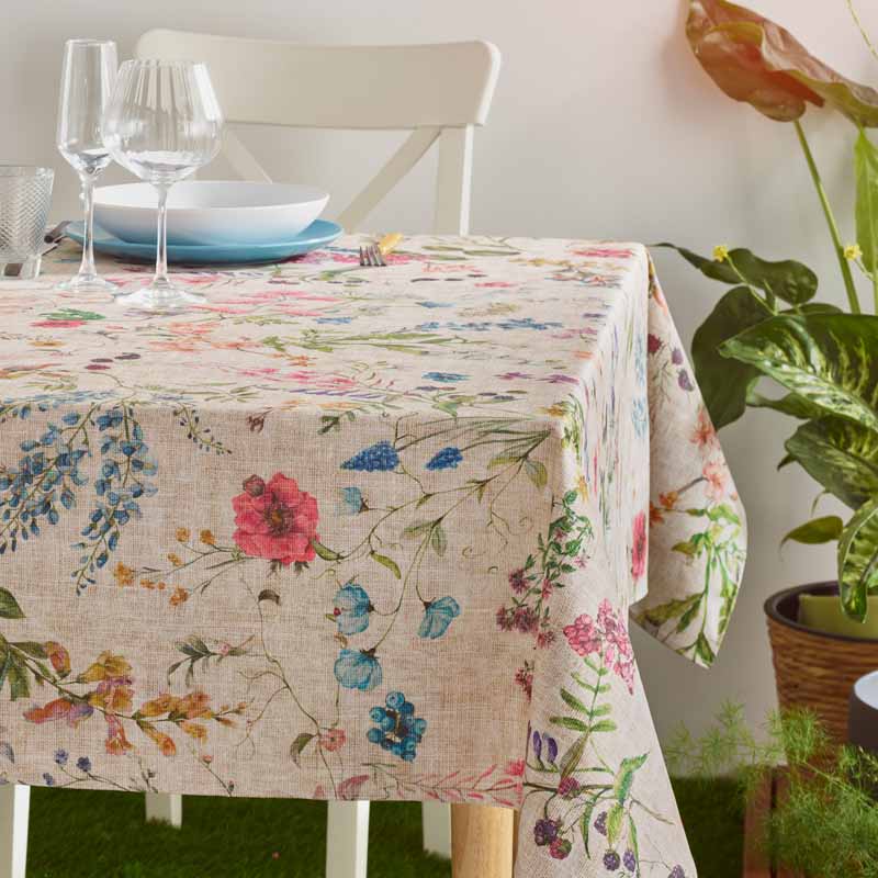 Venus Floral Stain Resistant Square Tablecloth | All Sizes